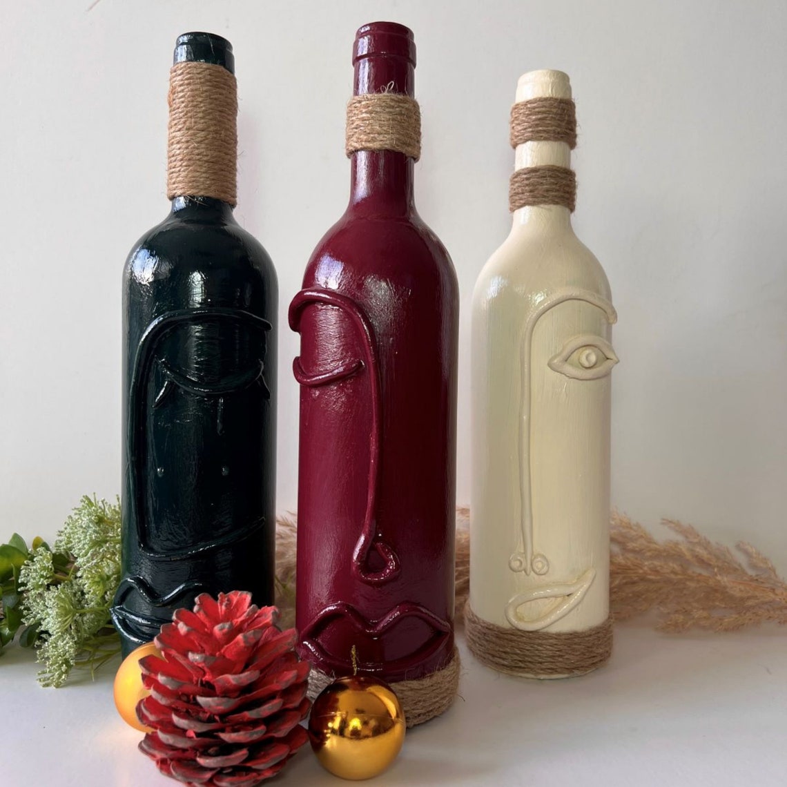 Wine Bottle Decorations, Wine Bottle Decor Hand Painted, Custom ...