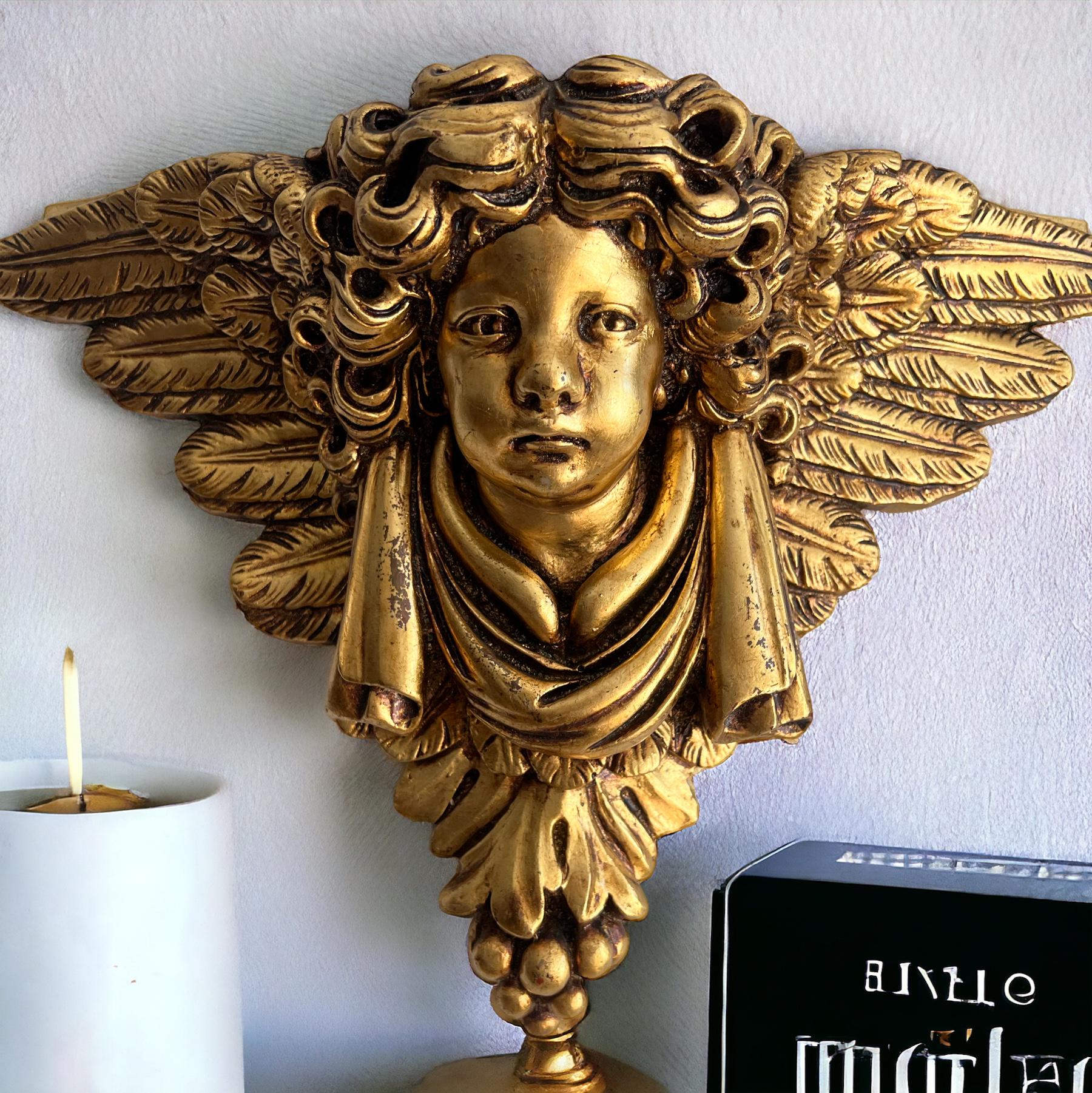 Divine Sentinel: Handcrafted Angelic Bust Wall Decor, Vintage Charm for ...