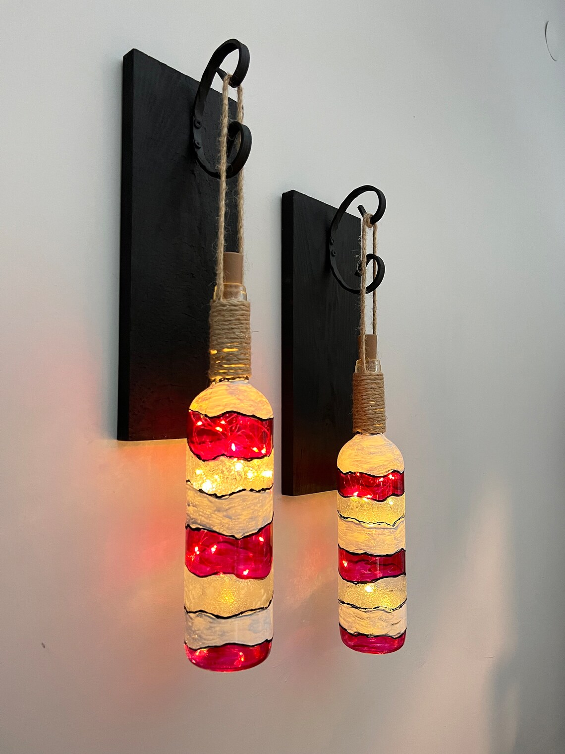 Stopper Led Illuminated Wooden Decor Colored Stained Glass Wine Bottle ...