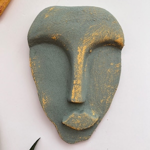 Handmade Stone Sculpture Abstract Face Mask 3-piece Set, Modern ...