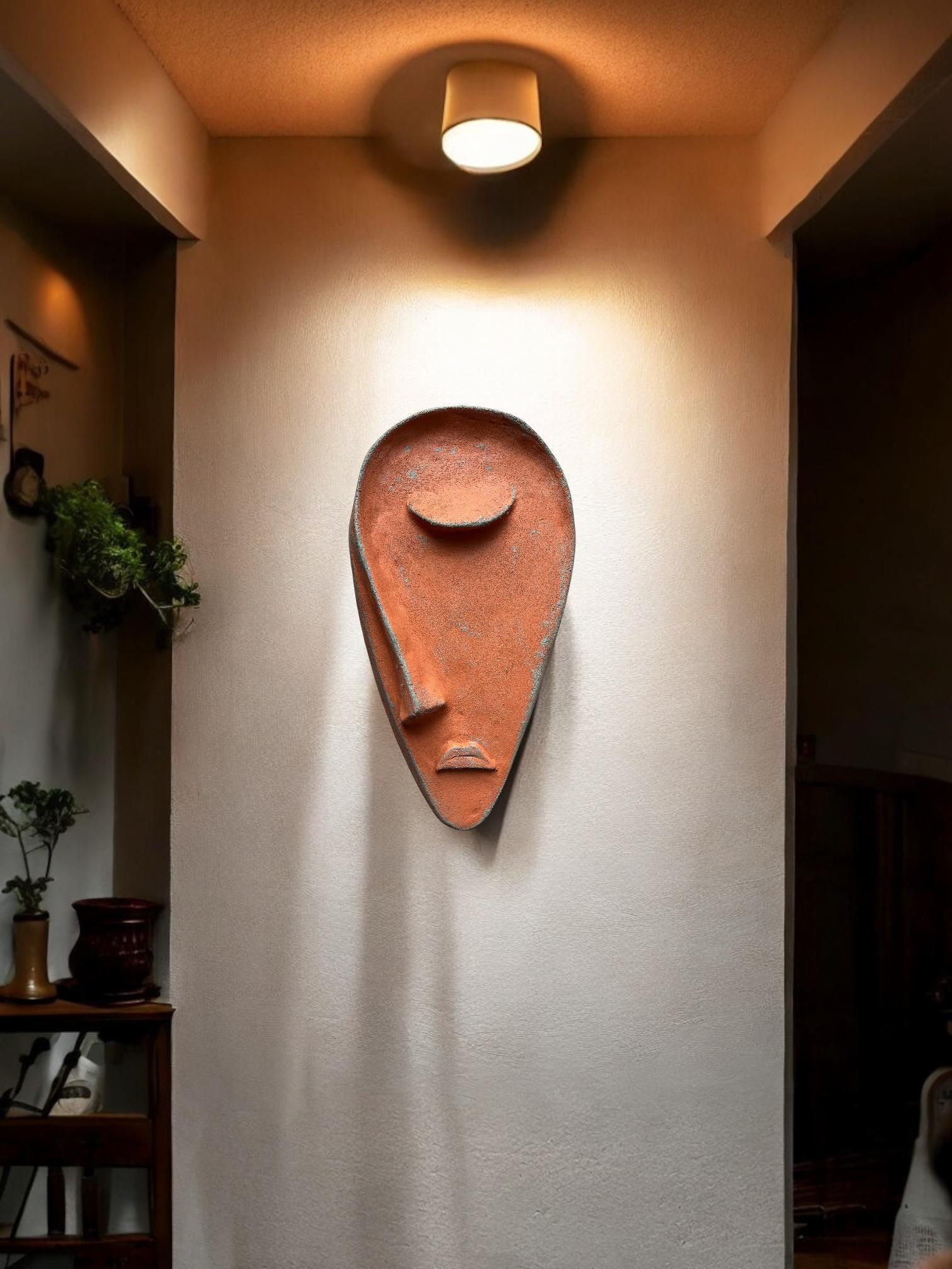 Stone Sculpture Wall Mask, Handmade Abstract Half-face Decor for Home ...