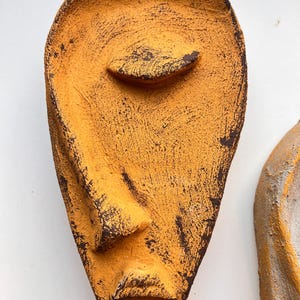 Handmade Abstract Stone Sculpture Half-face Wall Mask Set, Modern Wall ...