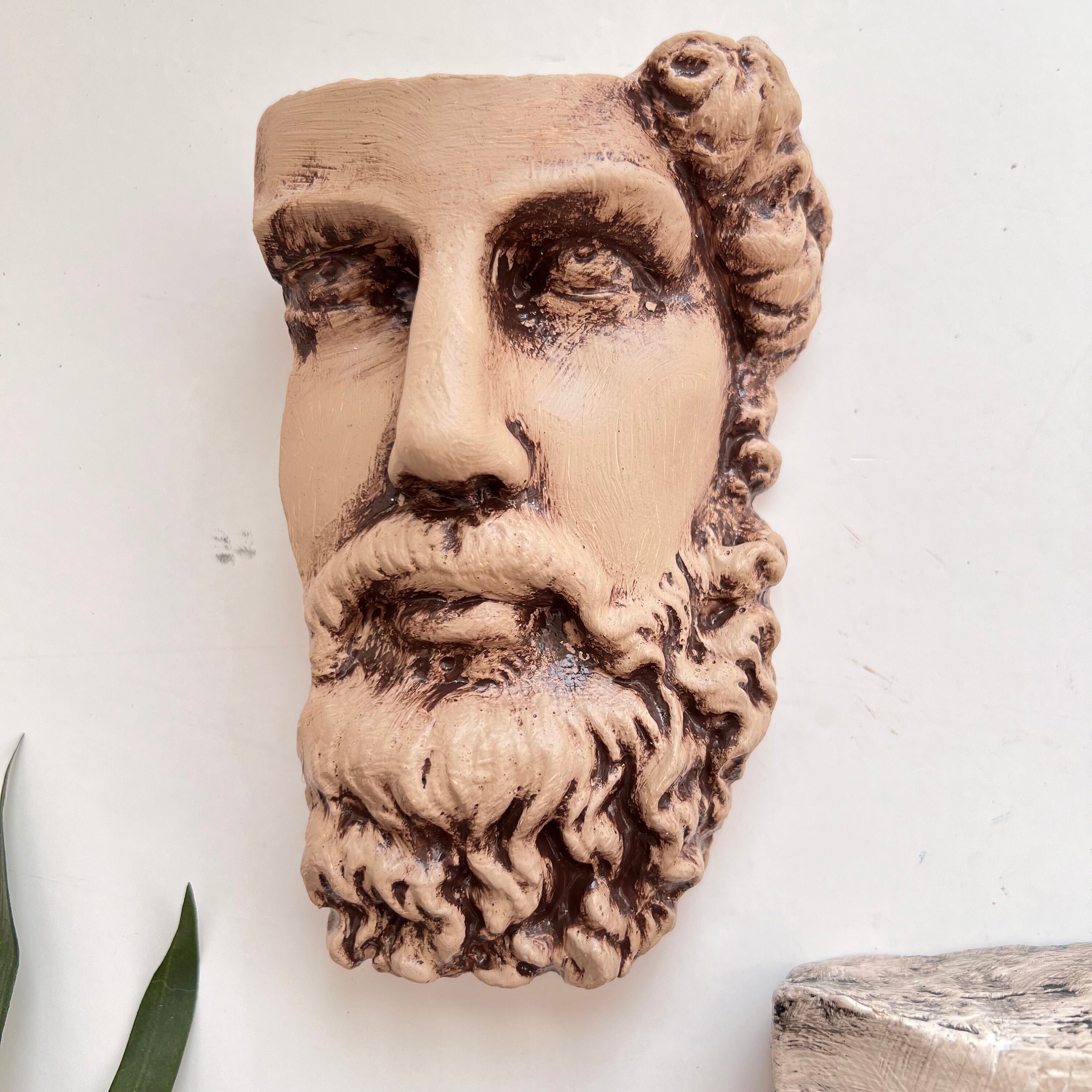 Ancient Era Wall Decor Poseidon Face Bust Sculpture 3-piece Set, 3D ...