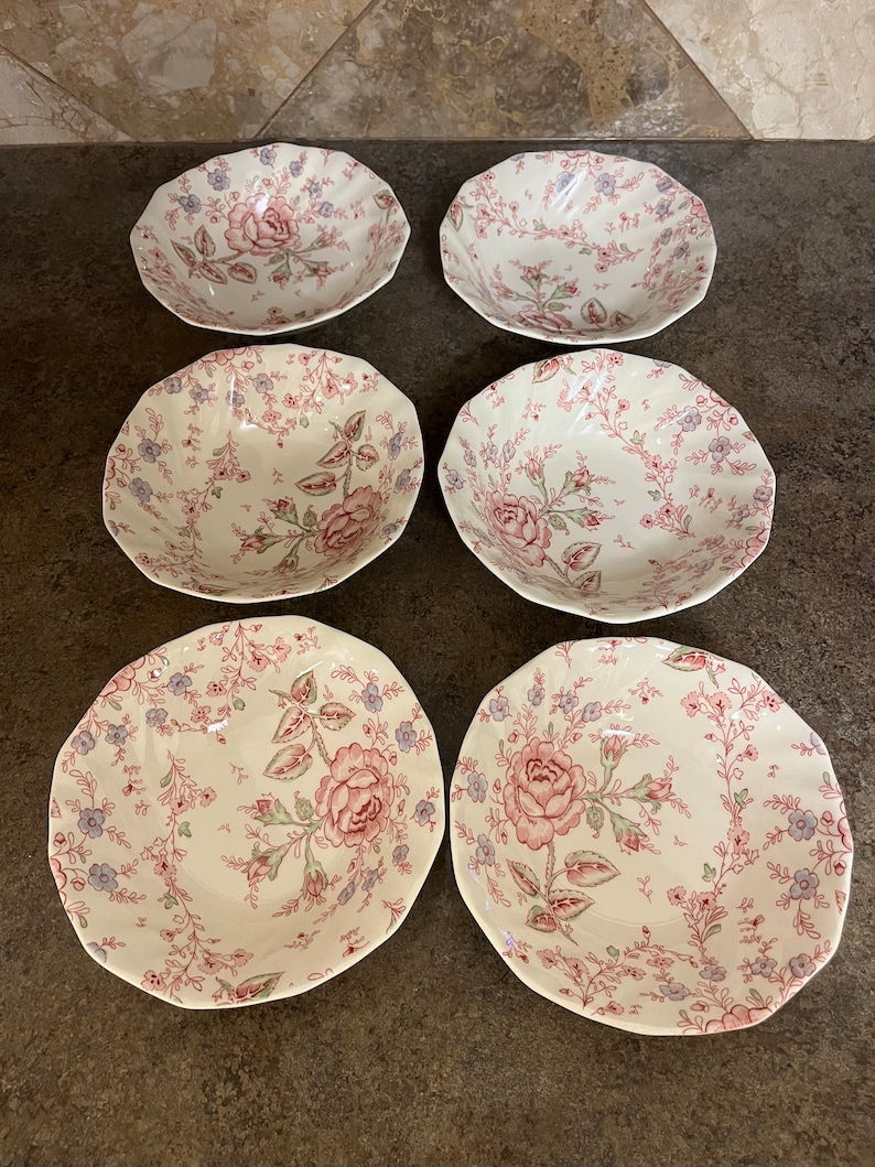 Johnson Brothers rose Chintz Bowls Set of 6 - Etsy