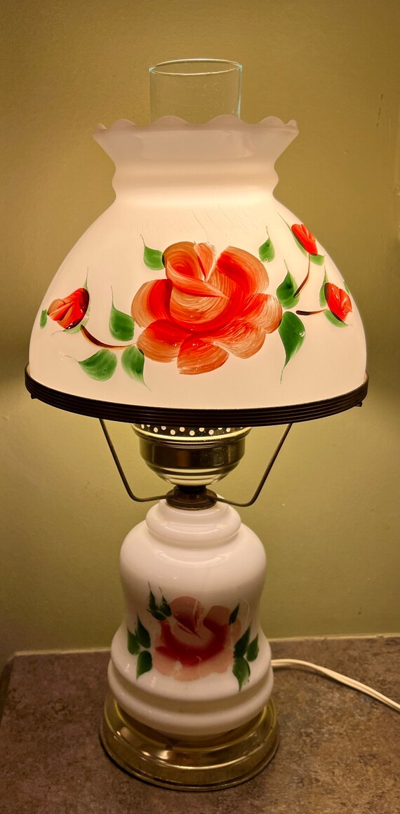 Gone With the Wind Style Parlor Lamp . Hand-painted Red Floral - Etsy