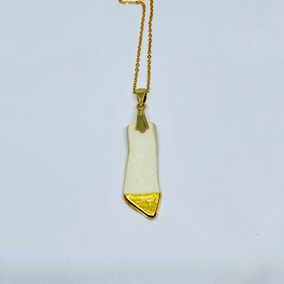 Seaham Beach Pottery Pendant 24ct Gold Leaf, Christmas , Birthday ...