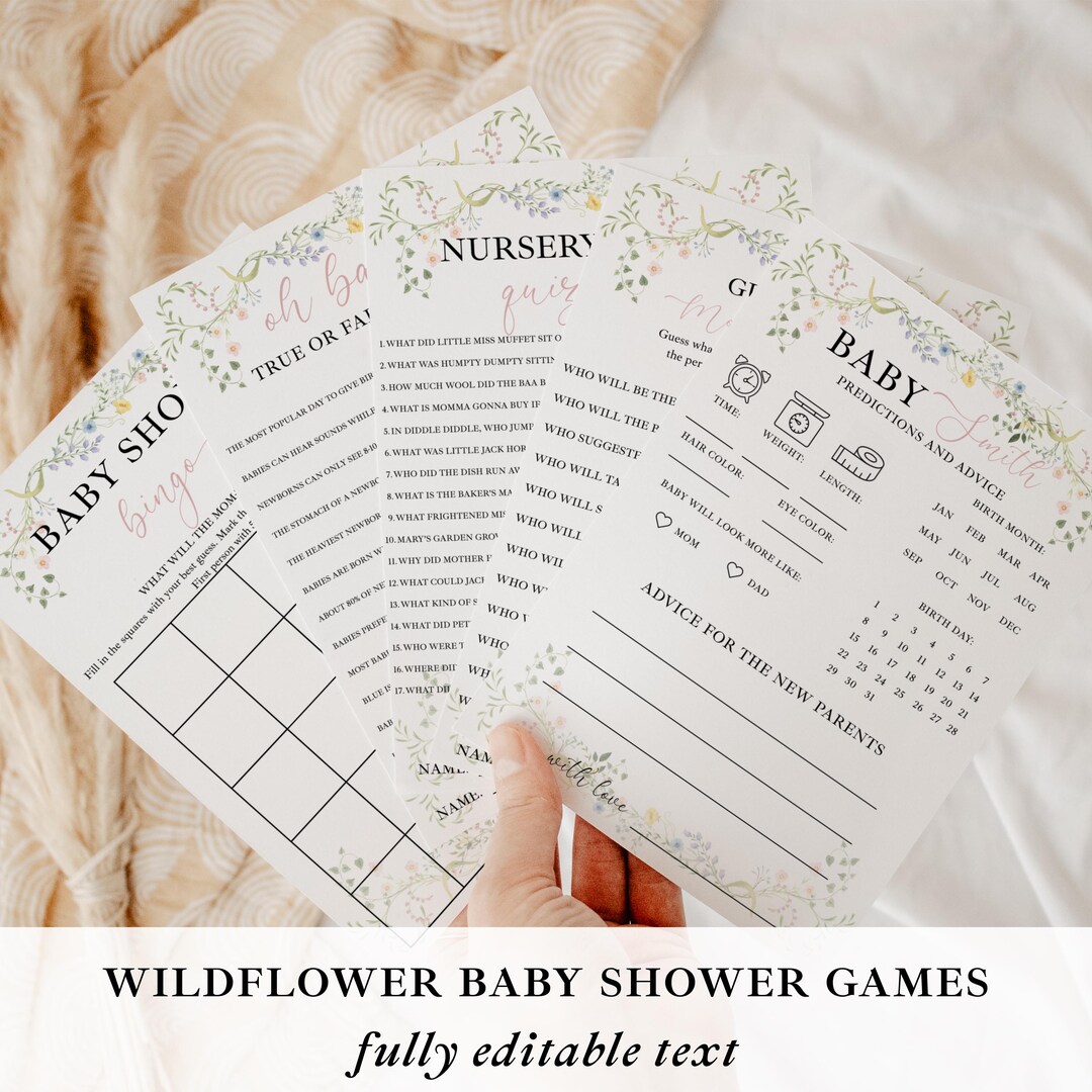 Wildflower Baby Shower Games Bundle, A Little Wildflower is on the Way ...