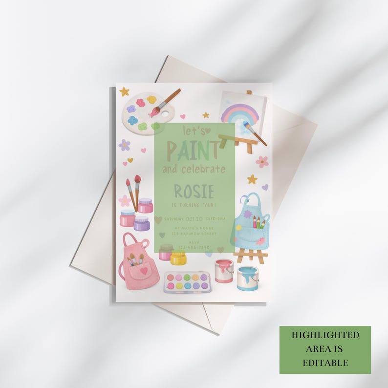 Let's Paint Painting Birthday Invitation Template, Paint and Celebrate ...