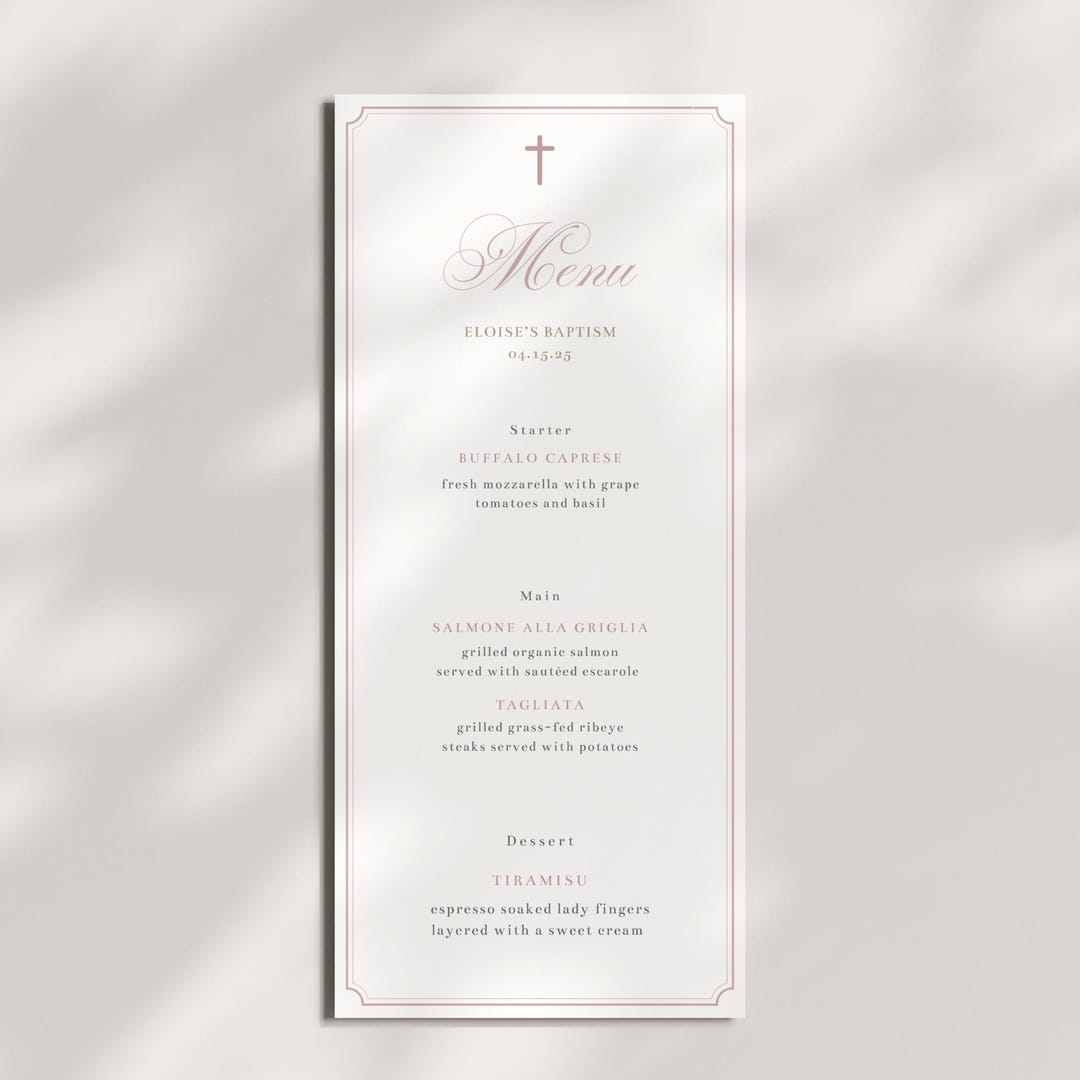 Baptism Menu Template, Printable Christening Menu Card Template ...