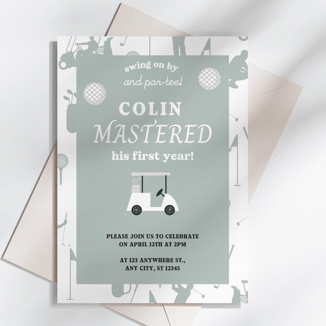 Mastered First Year Golf Birthday Invitation Golf First Birthday Party ...