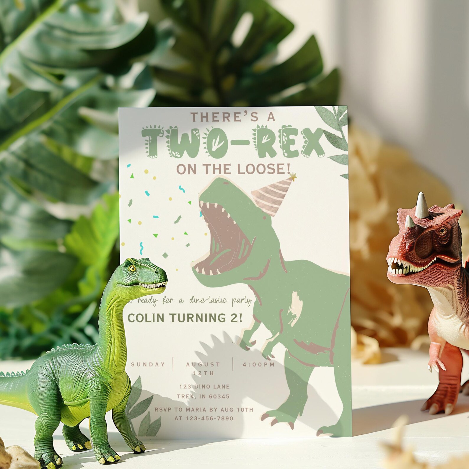 Dinosaur Birthday Invitation, Two Rex Birthday Invite, Boys Second ...