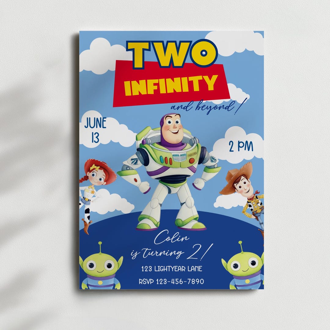 Two Infinity and Beyond Invitation Template, Boys 2nd Birthday Invite ...
