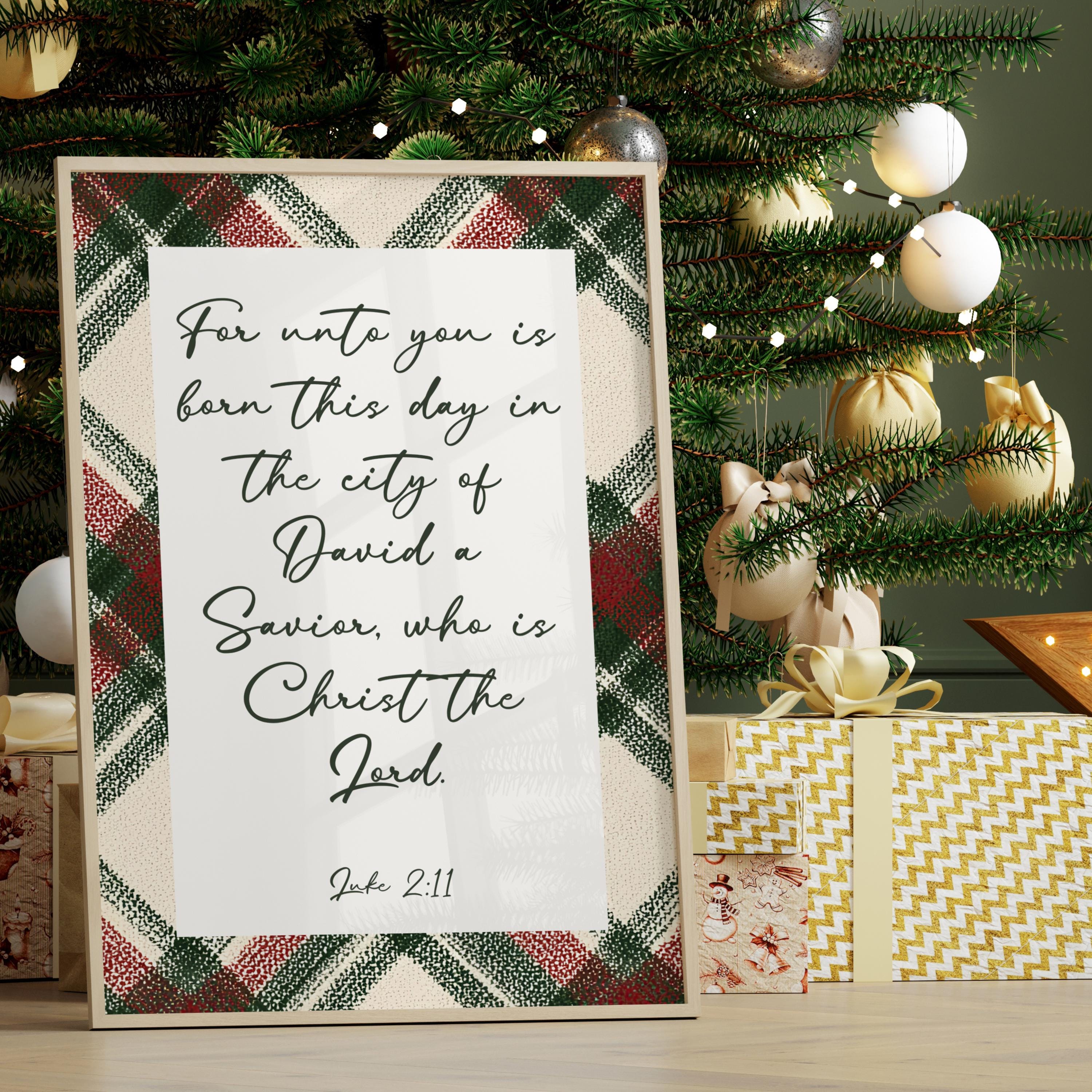 Luke 2:11 Christmas Bible Wall Art, Christian Holiday Decor, Luke 2 ...