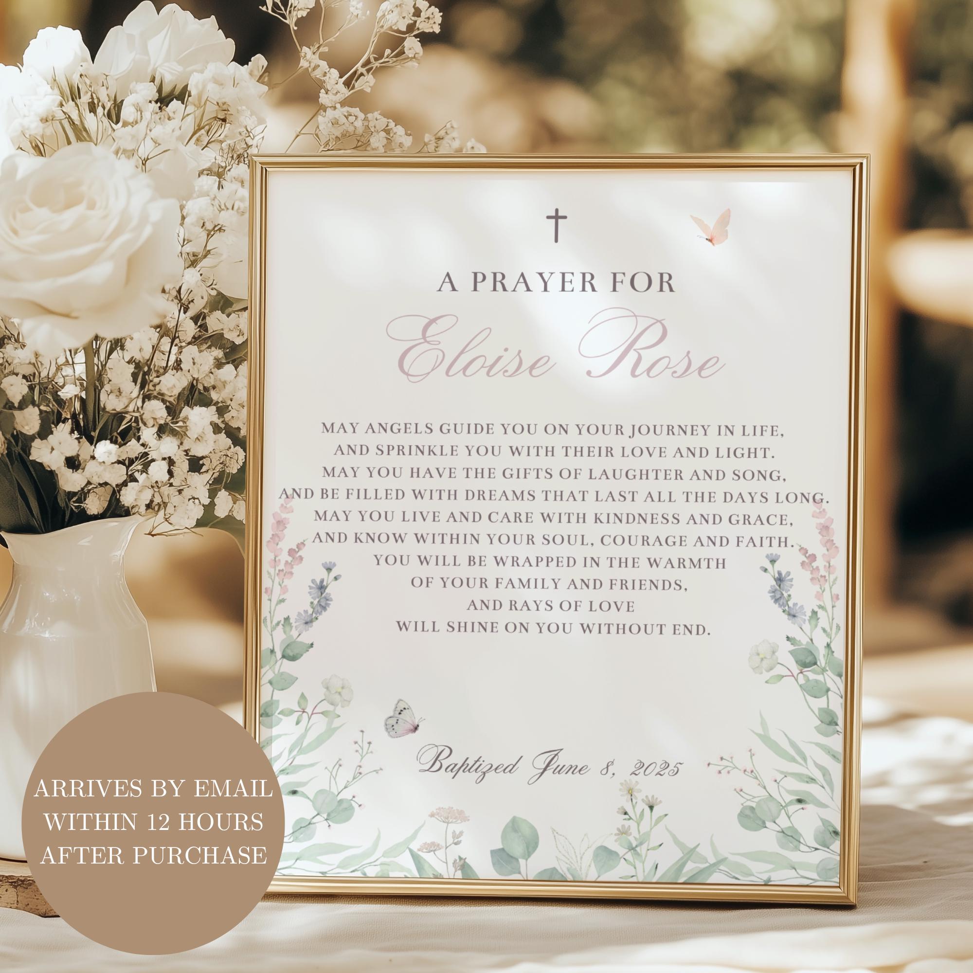 Baptism Prayer Print Baptism Gift From Godparents Gift to Godchild ...