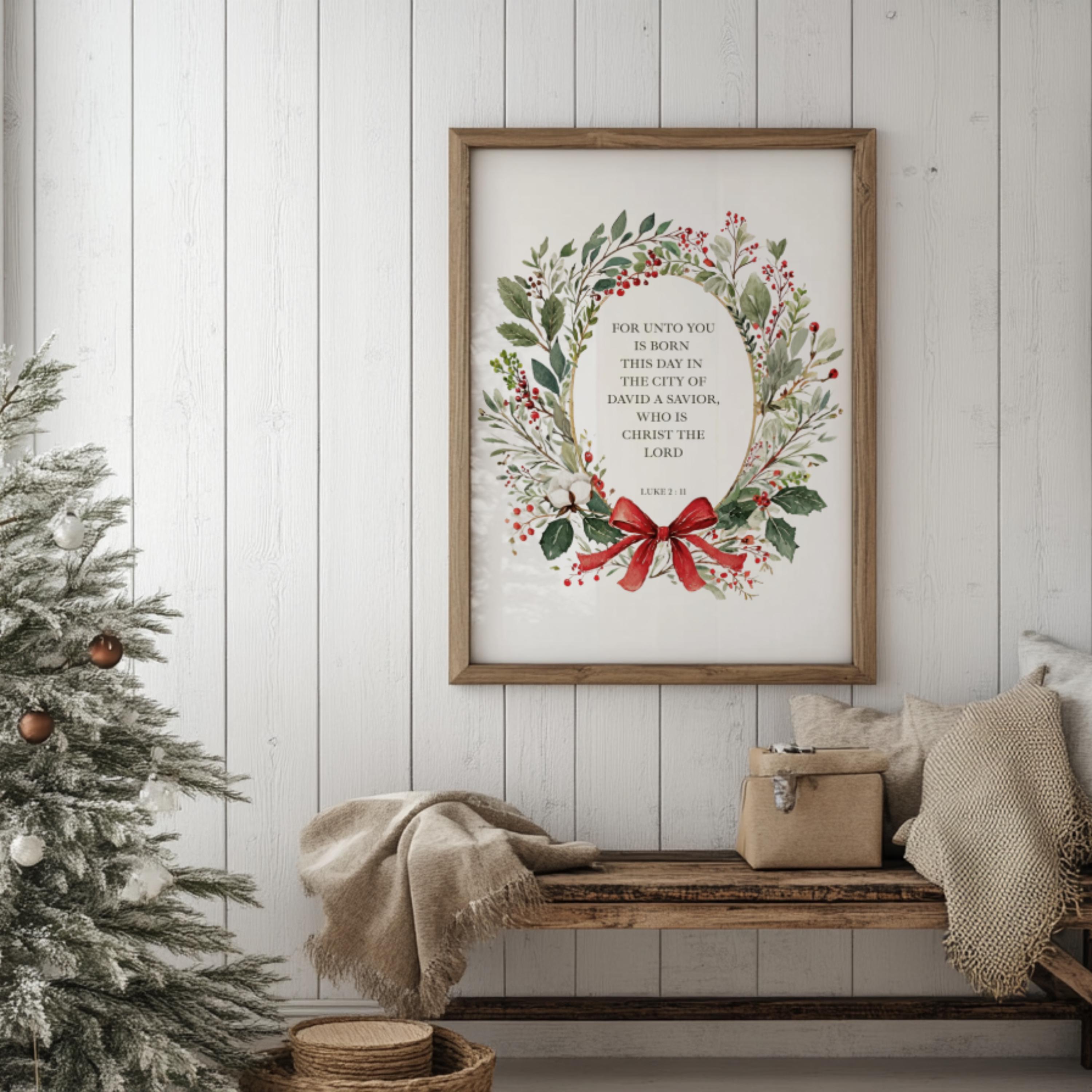 Luke 2:11 Christmas Bible Wall Art, Christian Holiday Decor, Luke 2 ...