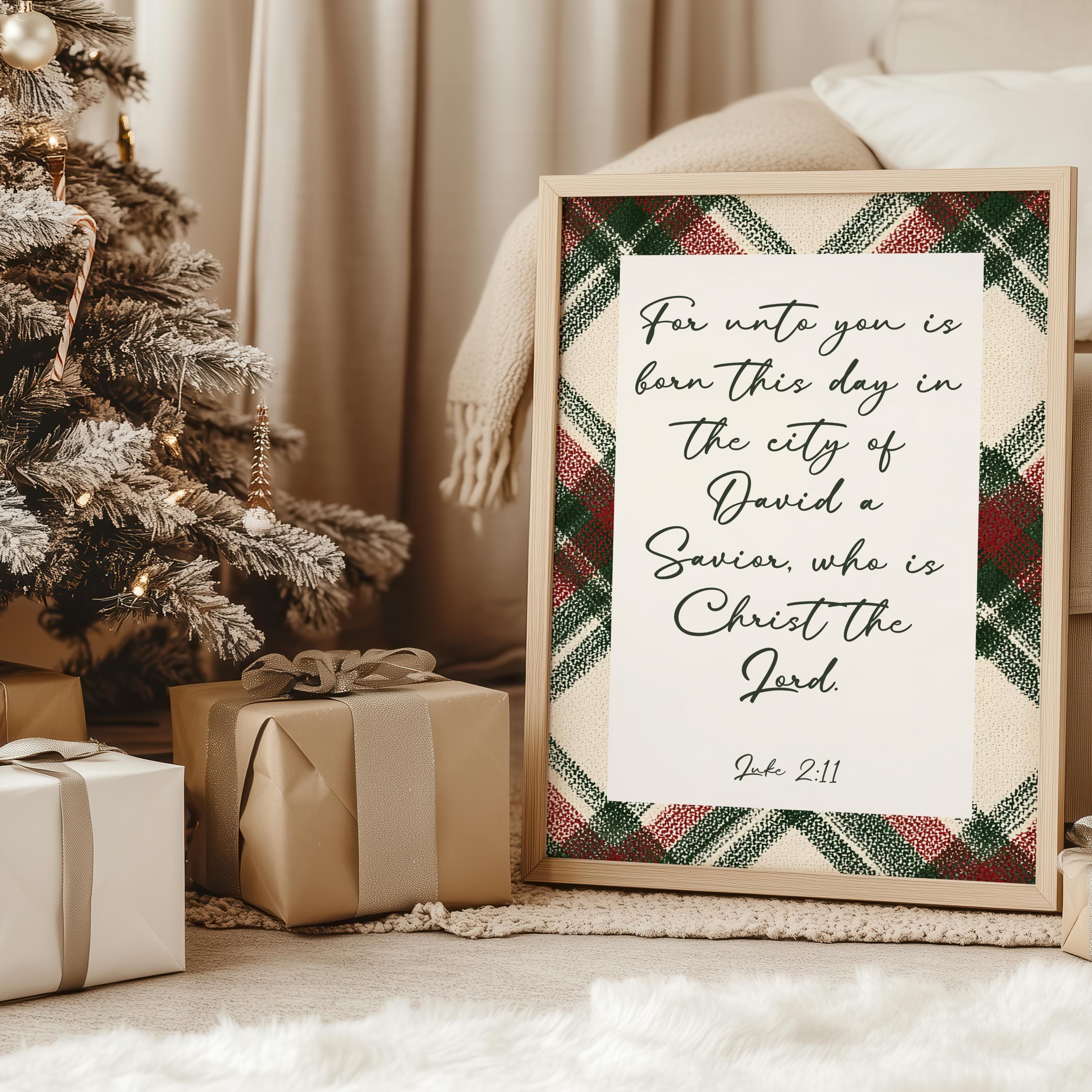 Luke 2:11 Christmas Bible Wall Art, Christian Holiday Decor, Luke 2 ...
