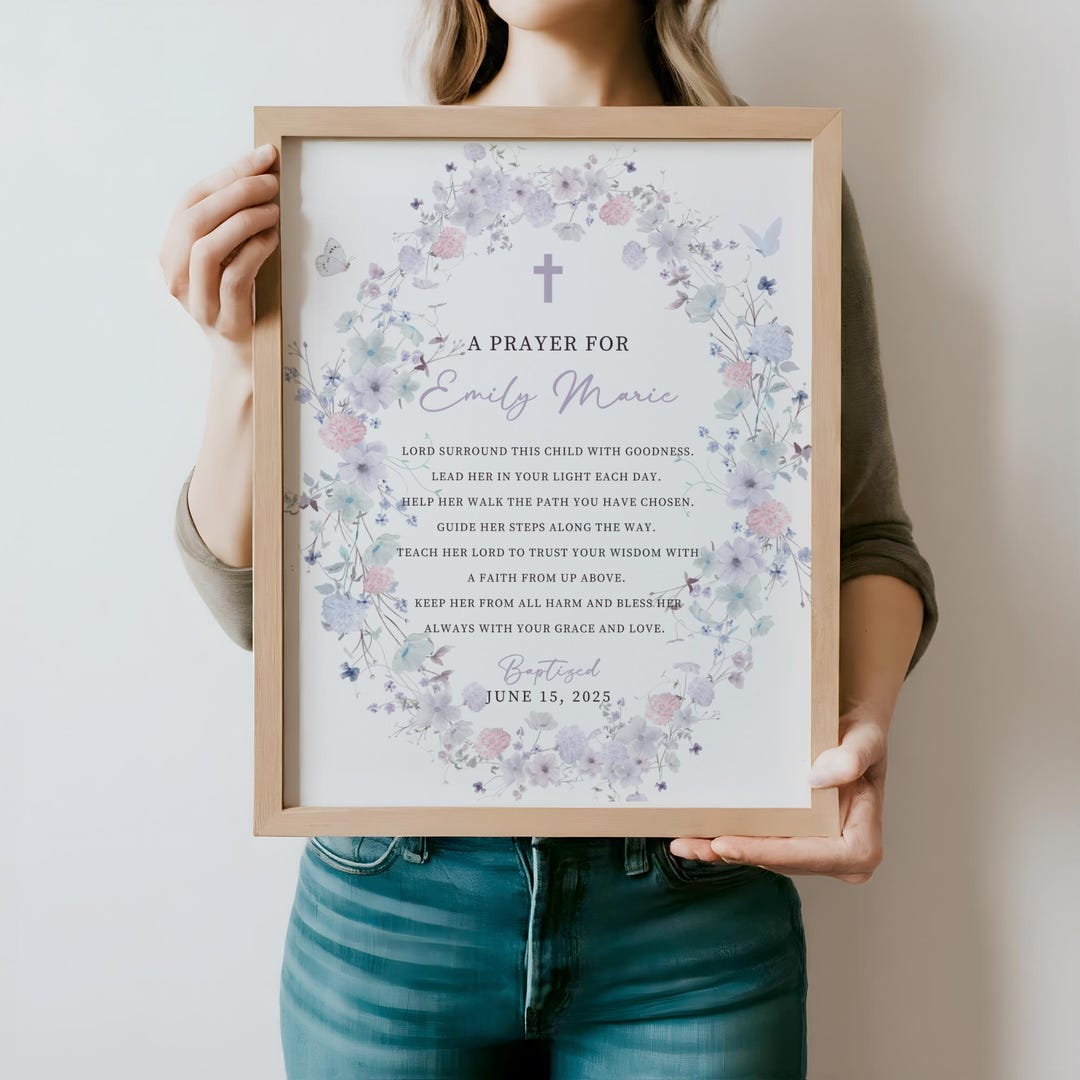 Baptism Prayer Print Baptism Gift From Godparents Gift to Godchild ...