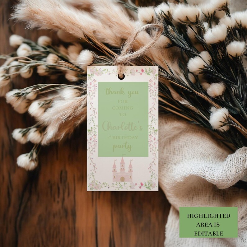 Once Upon a Time Birthday Thank You Tag, Princess 1st Birthday Favor ...