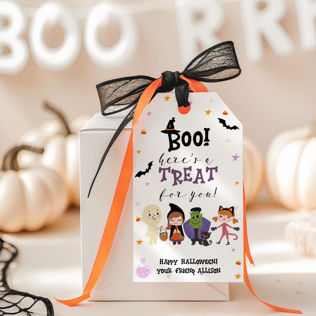 Editable Halloween Favor Tag, Editable Boo Halloween Tag, Trick or ...