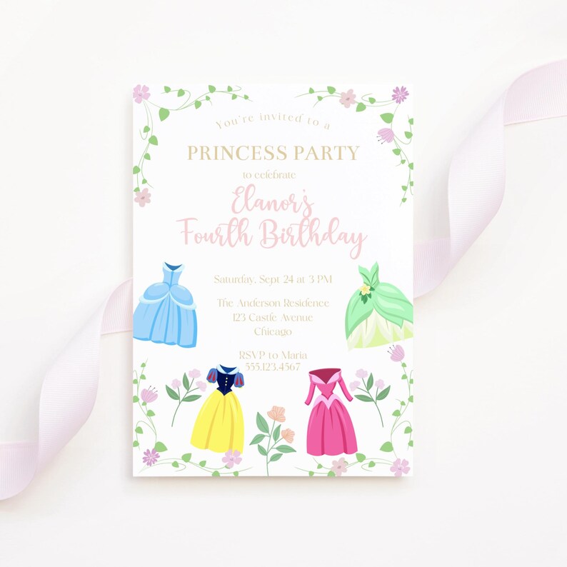 Princess Birthday Invitation Template, Once Upon a Time Princess Party ...