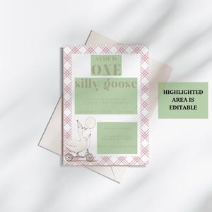 Editable Silly Goose Invitation One Silly Goose Birthday Themed Invite ...