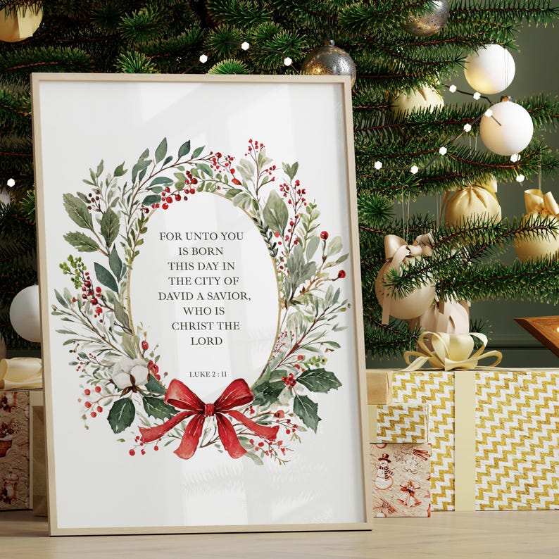 Luke 2:11 Christmas Bible Wall Art, Christian Holiday Decor, Luke 2 ...