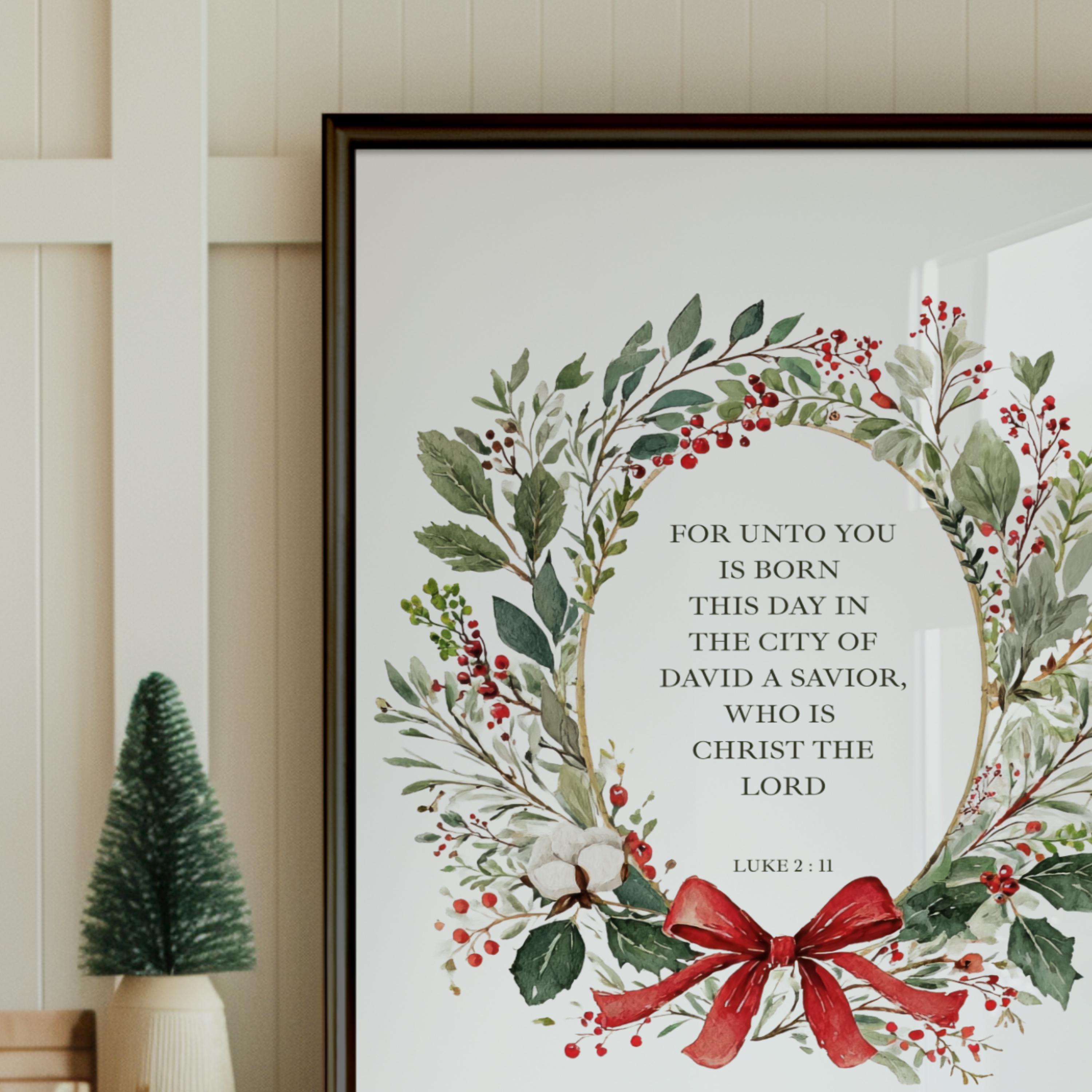Luke 2:11 Christmas Bible Wall Art, Christian Holiday Decor, Luke 2 ...