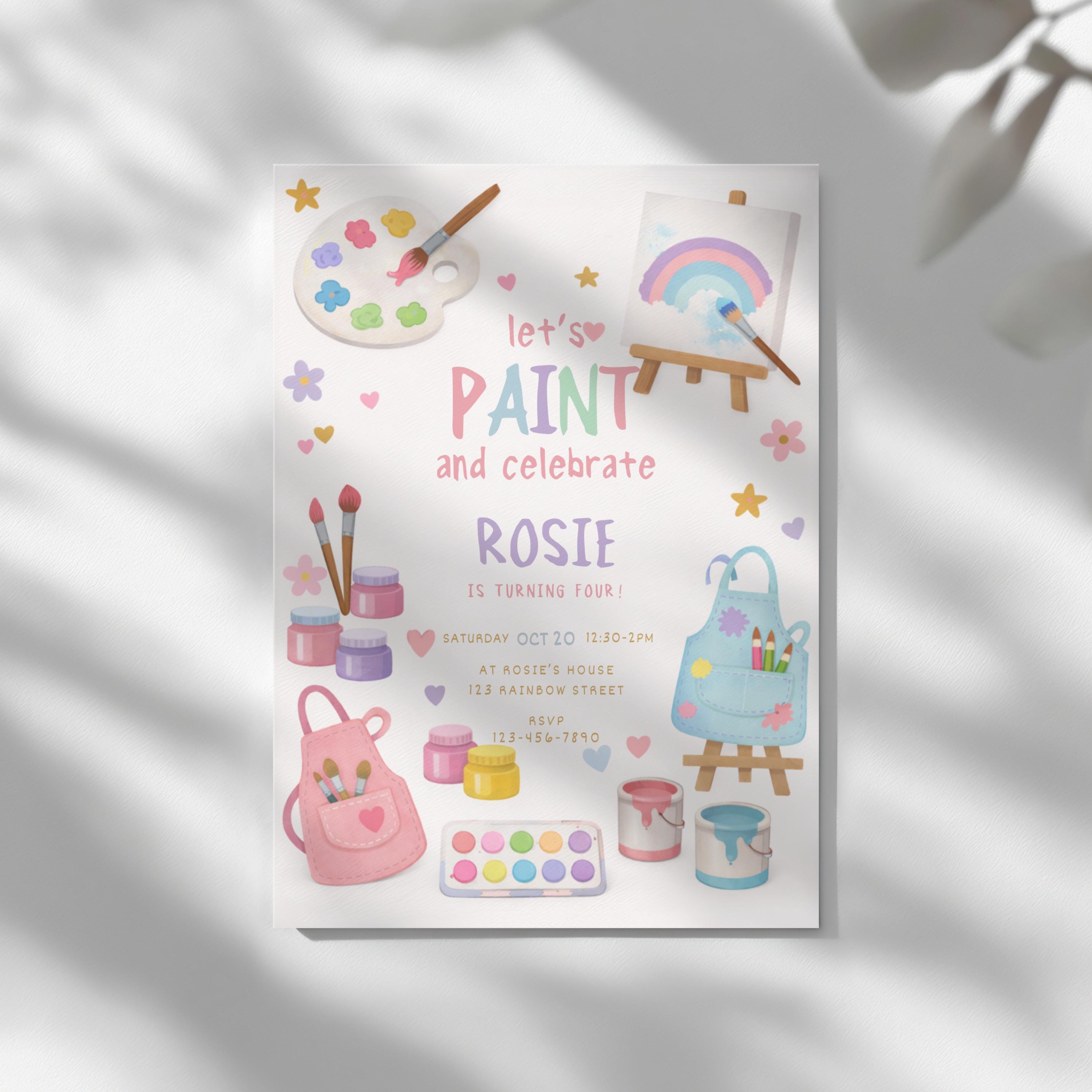 Let's Paint Painting Birthday Invitation Template, Paint and Celebrate ...