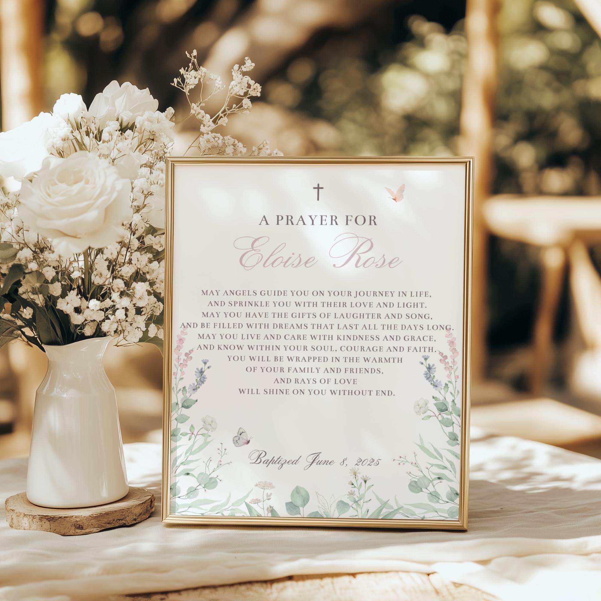 Baptism Prayer Print Baptism Gift From Godparents Gift to Godchild ...