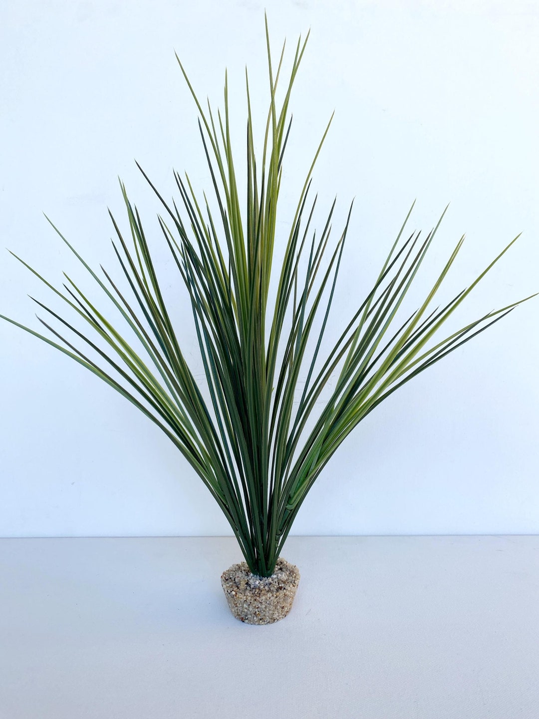 17" Tall Green Reed Grass Aquarium Plant With Stone Base, Fish Tank ...