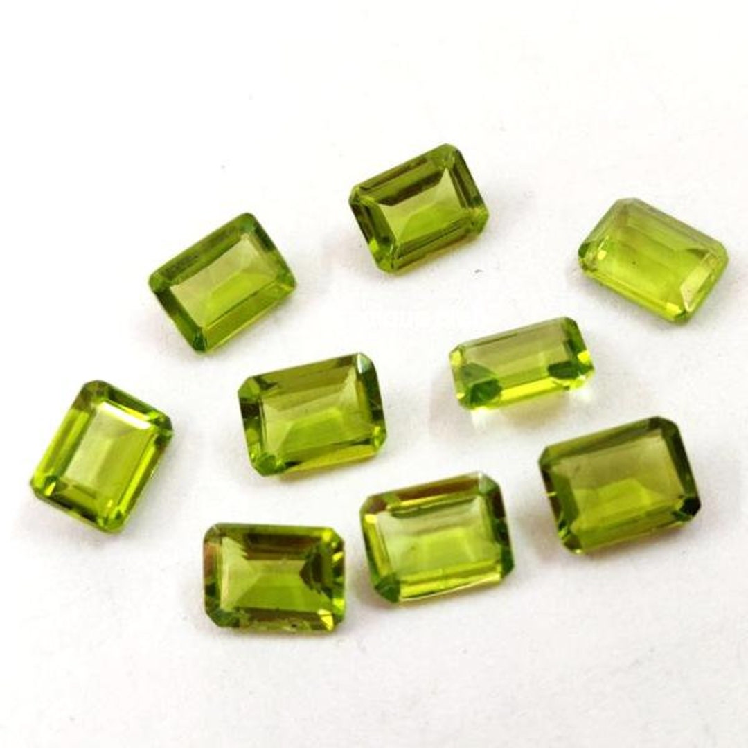 5x7mm/7x9mm/9x11mm Natural Green Peridot Octagon Emerald Cut Faceted ...