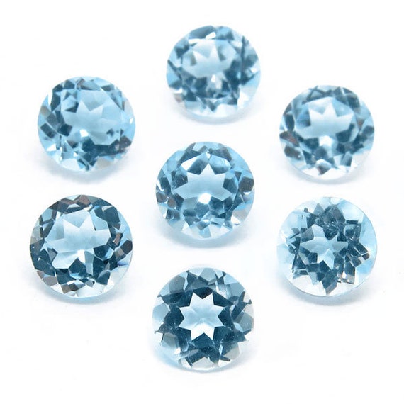 100% Natural Sky Blue Topaz 8mm Round Cut Faceted Loose - Etsy
