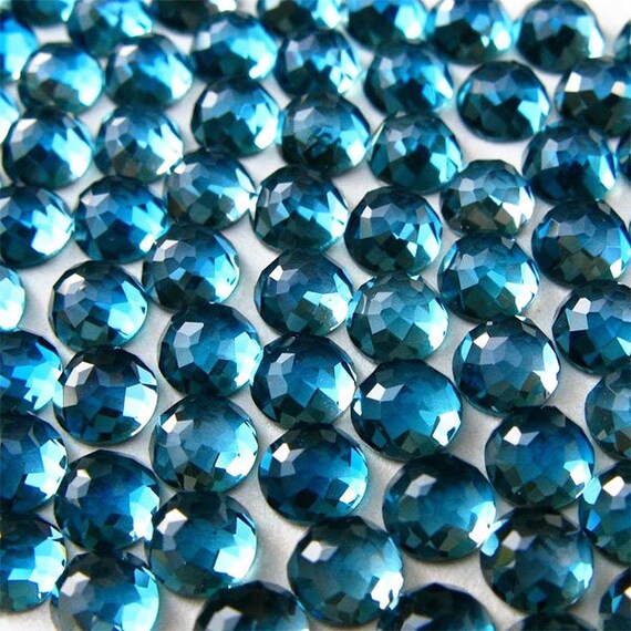 100% Natural London Blue Topaz 5mm Round Rose Cut Flat Back - Etsy