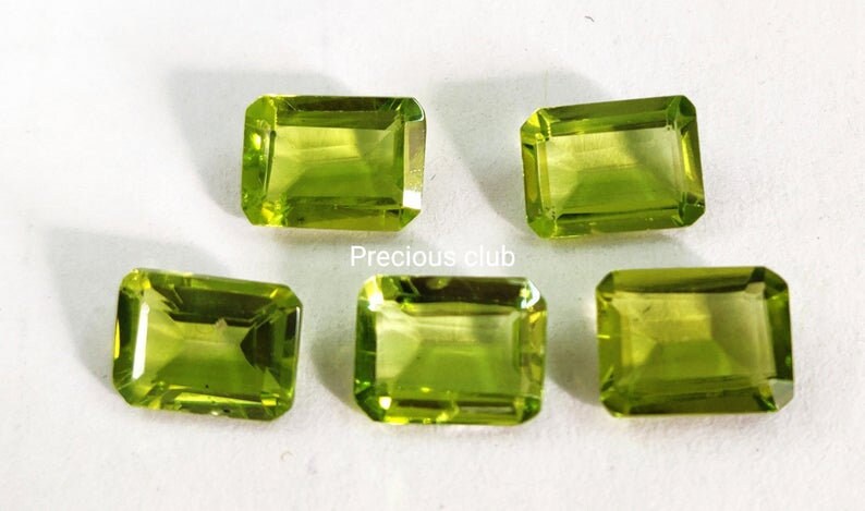 5x7mm/7x9mm/9x11mm Natural Green Peridot Octagon Emerald Cut Faceted ...