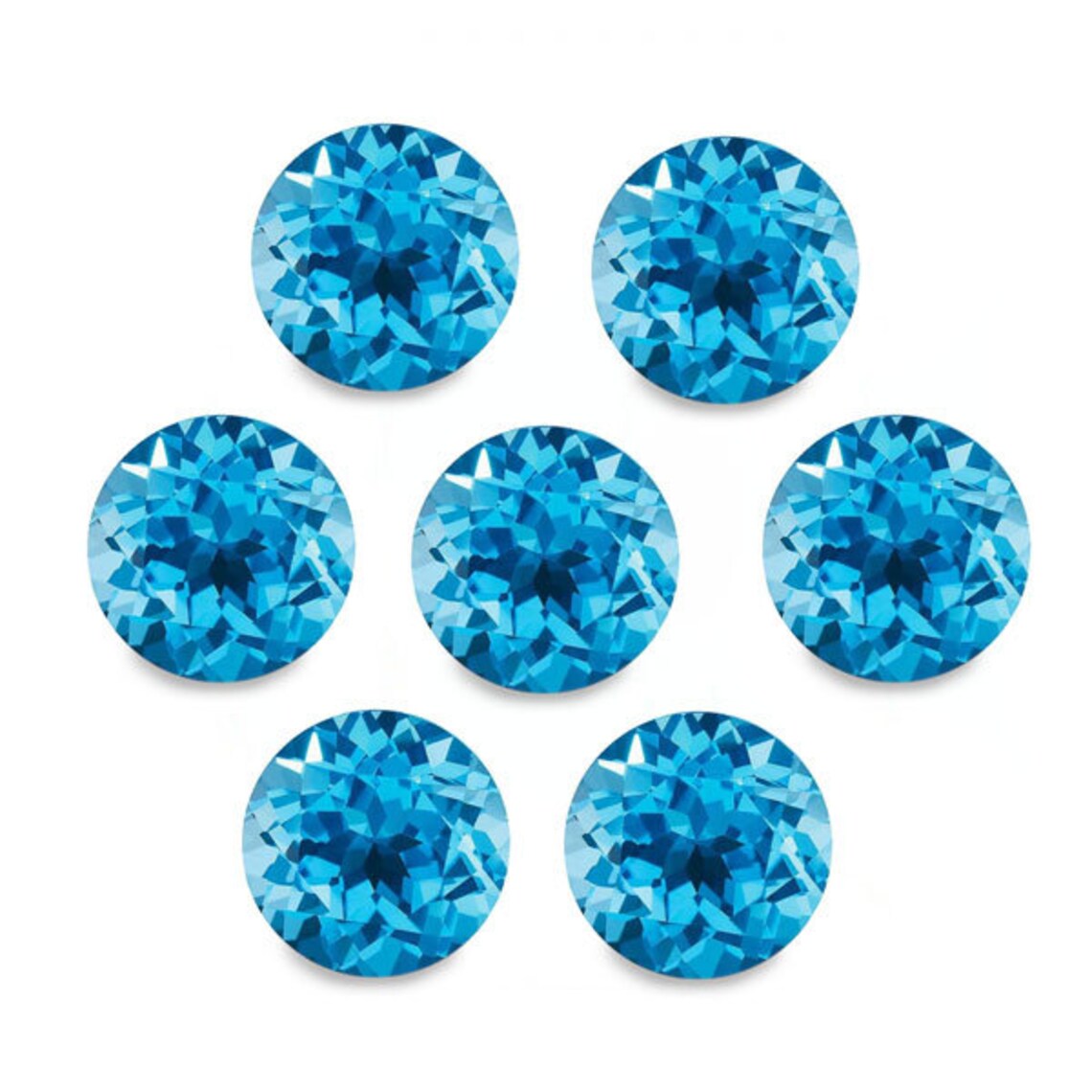 8mm/9mm/10mm Natural Swiss Blue Topaz Round Cut Faceted Loose Gemstone ...