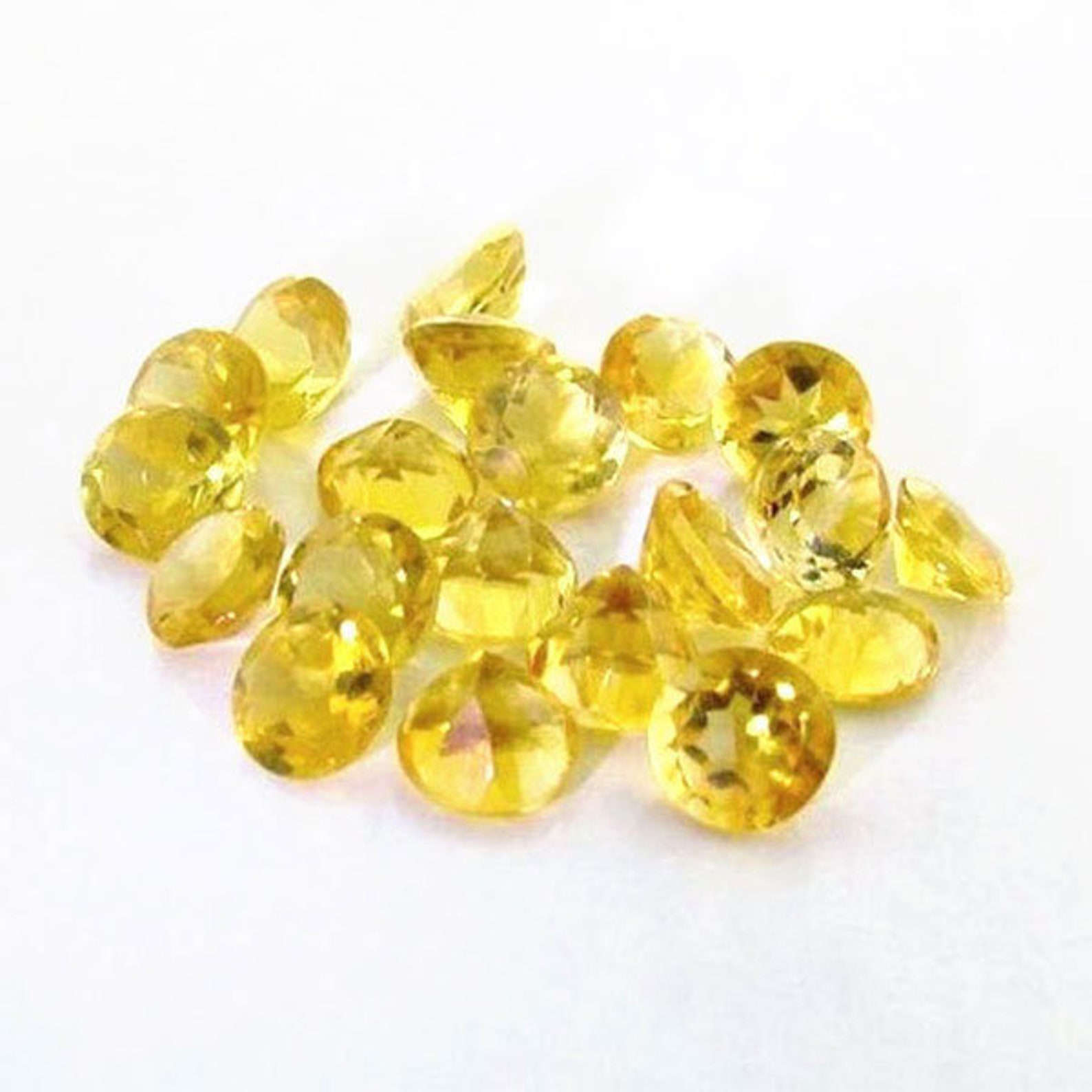 25 Pcs. Lot Natural Yellow Citrine 3mm Round Cut Faceted Loose Gemstone ...