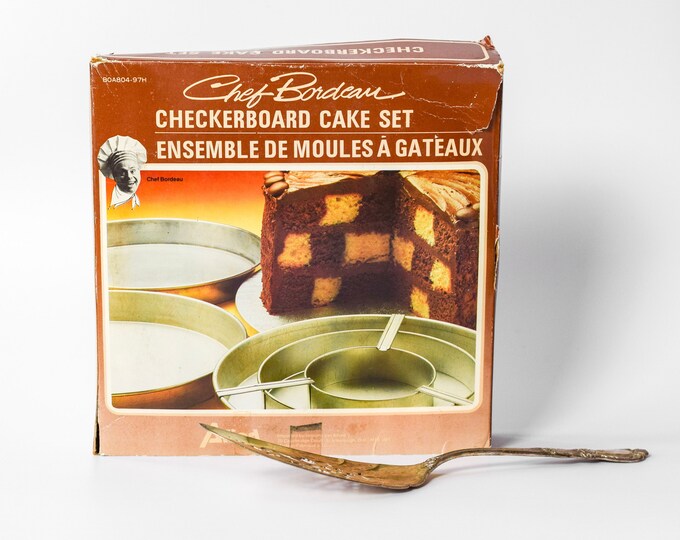 Vintage Chef Bordeau Checkerboard Cake Pan Set, Includes 9", 6" and 3 ...