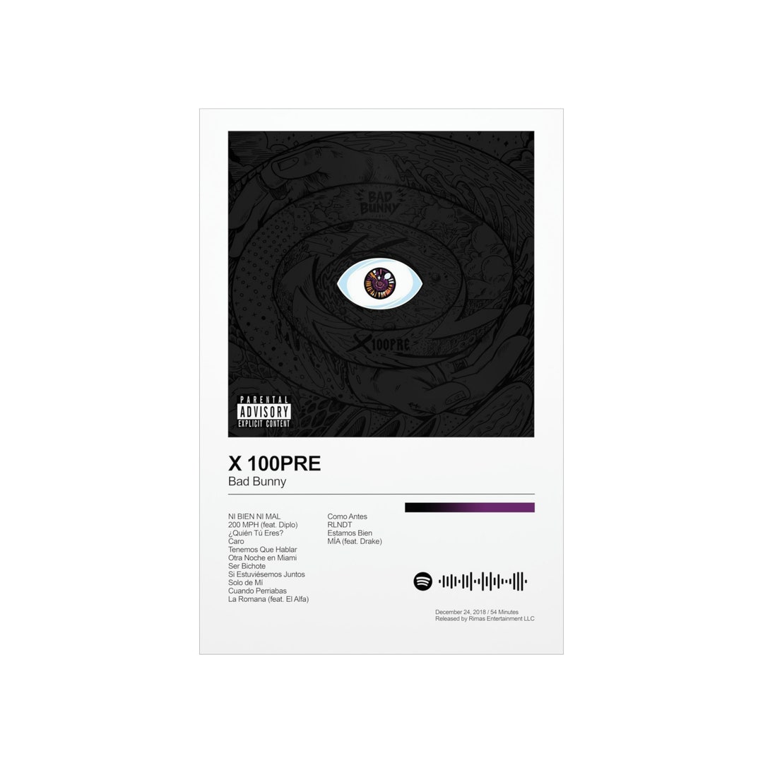 X 100PRE / Bad Bunny Album Tracklist Poster 54x 36 - Etsy.de