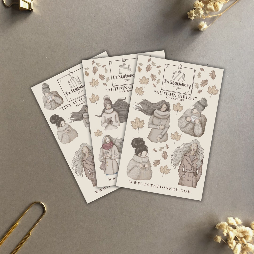 Girls Sticker Set Fall Stickers, for Journal, Scrapbooking, Planner ...