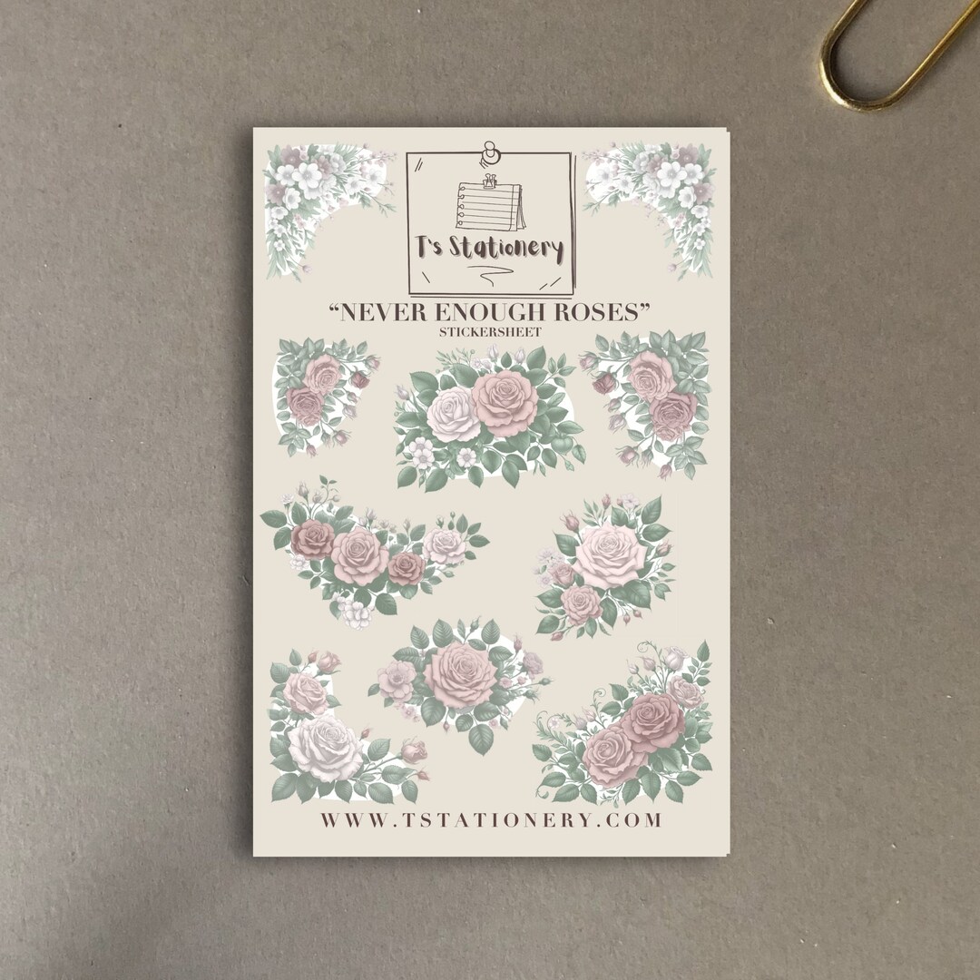 Rose Floral Stickers Journal Stickers, Flower Stickers, Scrapbooking ...
