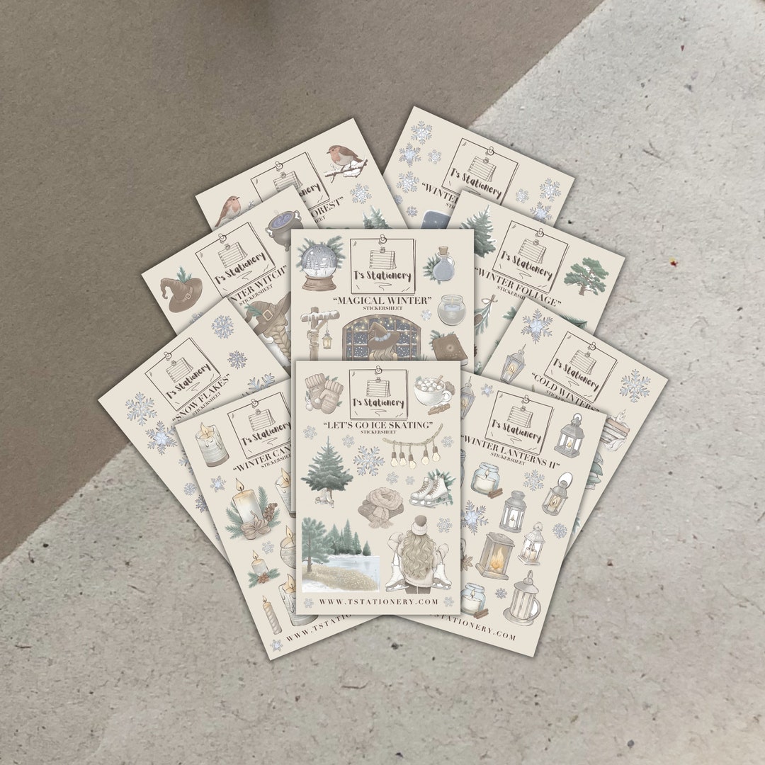 Winter Sticker Set of 10 - Journal Stickers, Planner Stickers ...