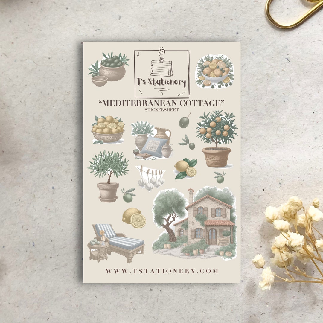 Mediterranean House Stickers - Summer Stickers, Cottage Stickers ...