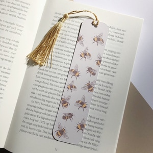 Bees Bookmark With Gold Foil - Bookmark With Golden Tassel, Bookmarks ...