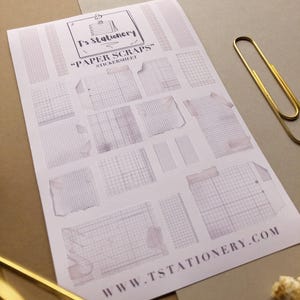 Gridded Paper Scrap Stickers - Note Stickers, Notebook Paper Stickers ...