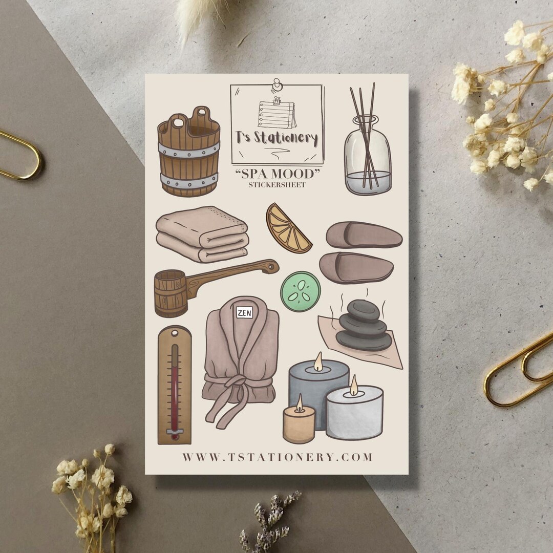 Spa Stickers Sheet Journal Stickers, Sauna Stickers, Wellness Stickers ...