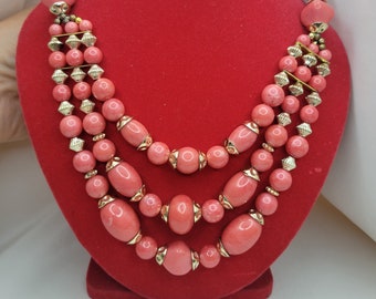 Coral Colored Long Necklace - Etsy