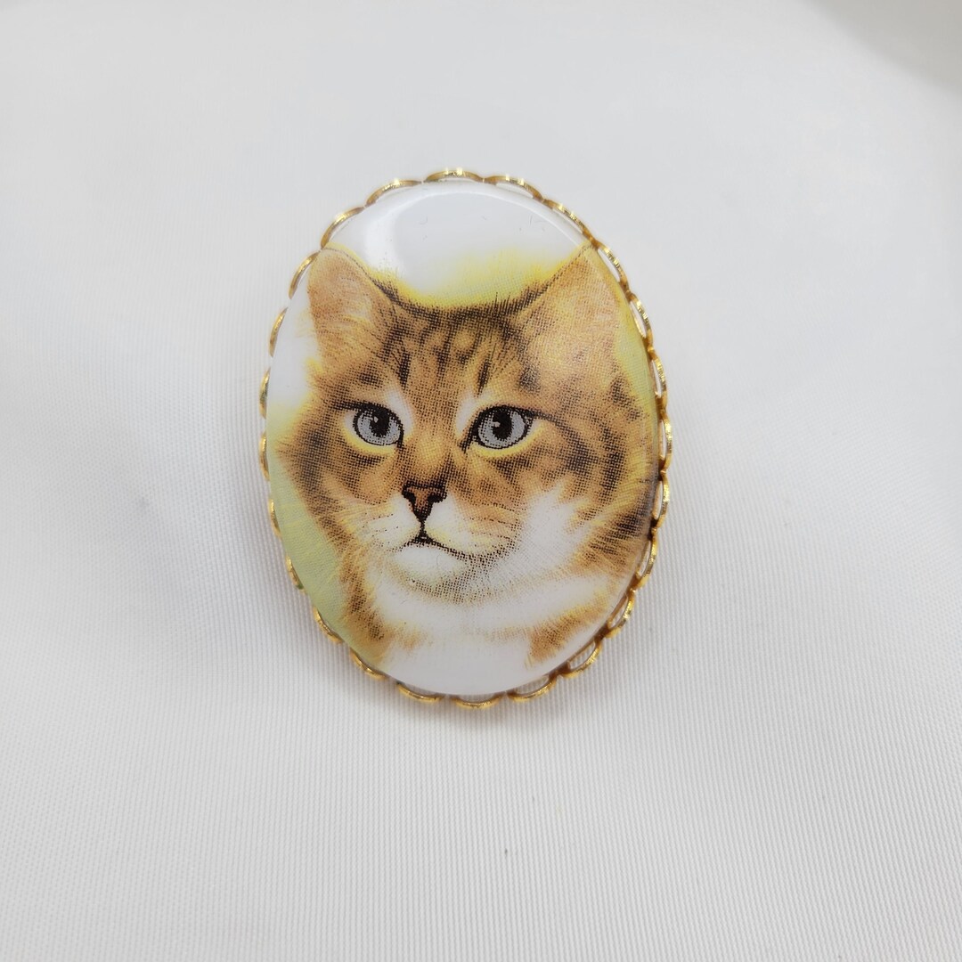 Cat Cameo Brooch Tabby Cat Brooch Vintage Brooch - Etsy