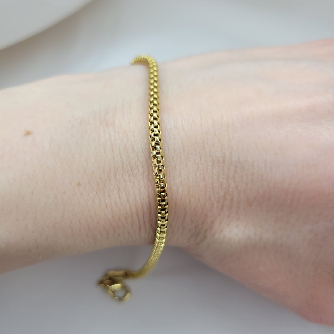Round Mesh Chain Bracelet Gold Classic Bracelet - Etsy