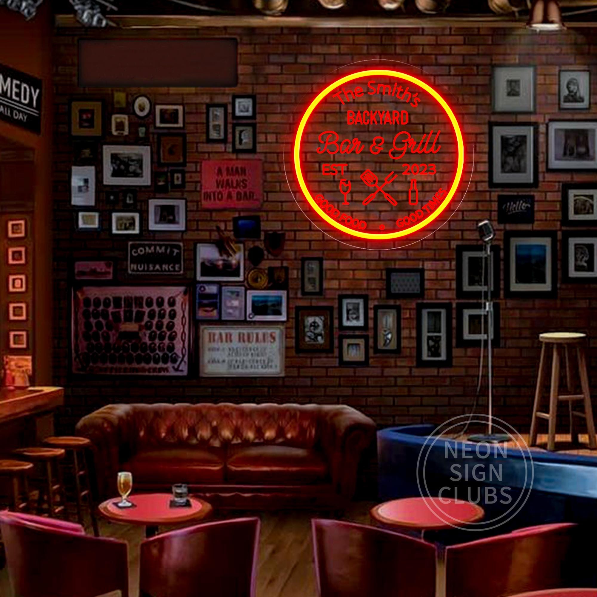 Custom Bar & Grill Neon Sign: Backyard BBQ Decor, USB LED Light ...