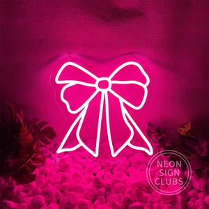 Pink Bow Neon Sign|custom Home Bedroom Wall Decor|bow Neon|pink Led ...